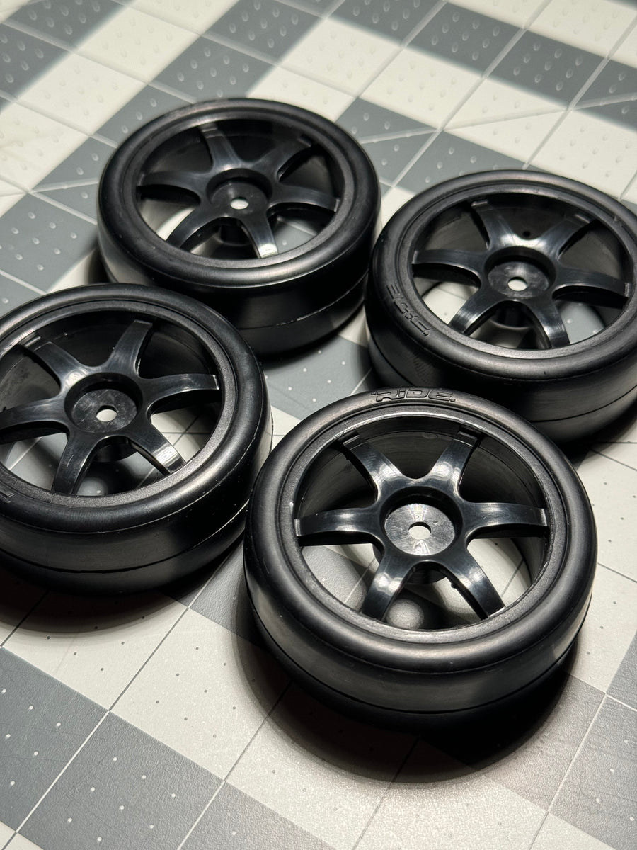 RIDE USA 2426 Slick Tire Pre Glued, 24mm, 6 Spoke Wheels, White 26092 ...